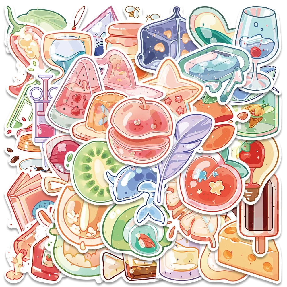 10/20/40pcs INS Style Cute Glass Food Cartoon Stickers Aesthetic Decal ...