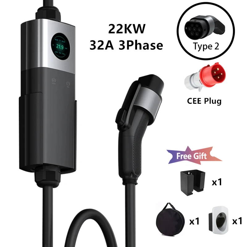 TOEV-Mobile-EV-Charger-32A-22KW-Type-2-IEC-62196-Plug-Adjust-Current ...