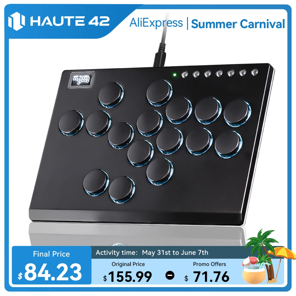 Haute42-Metal-Joystick-Hitbox-Controller-Arcade-Fighting-Stick-For-PC ...