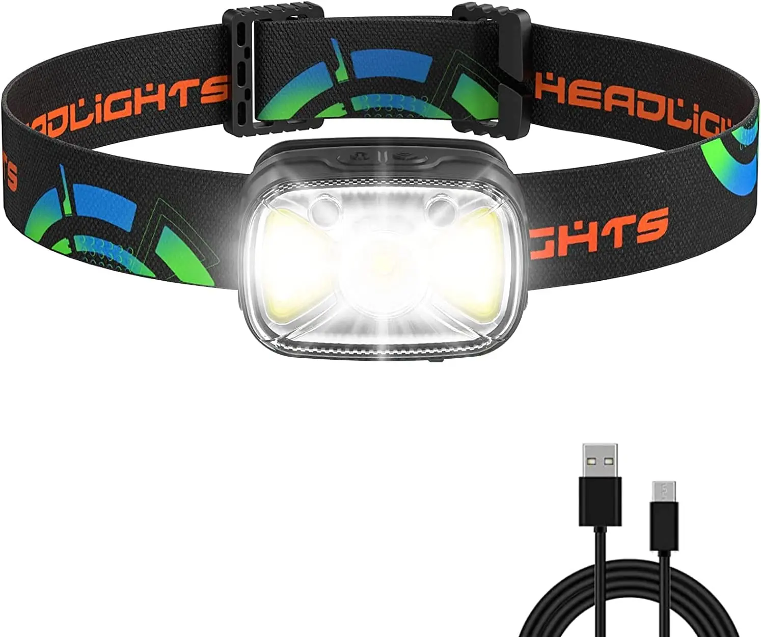 LED Headlamp Rechargeable COB Headlamp with Red Light Motion Sensor 7 ...
