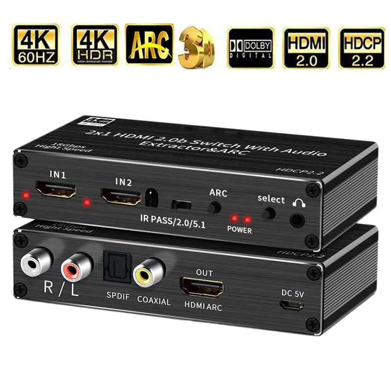 4K-HDMI-Switcher-Audio-Extractor-2-in-1-Out-Selector-con-R-L-Toslink ...