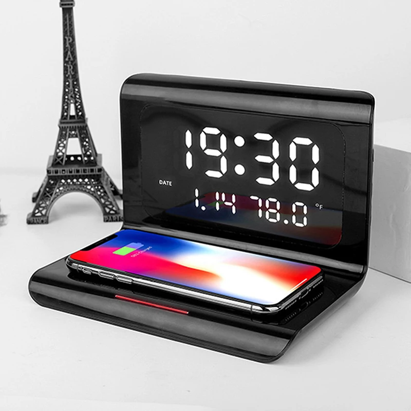 Wireless-Charger-Alarm-Clock-LED-Smart-Digital-Clock-Table-Electronic ...
