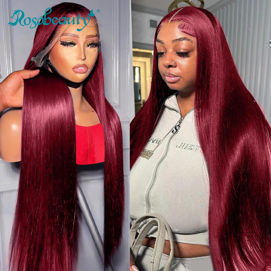 Rosabeauty-250-Density-99J-Burgundy-Straight-13X6-HD-Lace-Frontal-Human ...
