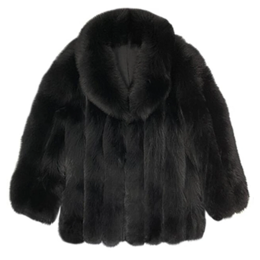 Denny&Dora Winter Thick Warm Natural Real Fox Fur Coat Natural Fur ...