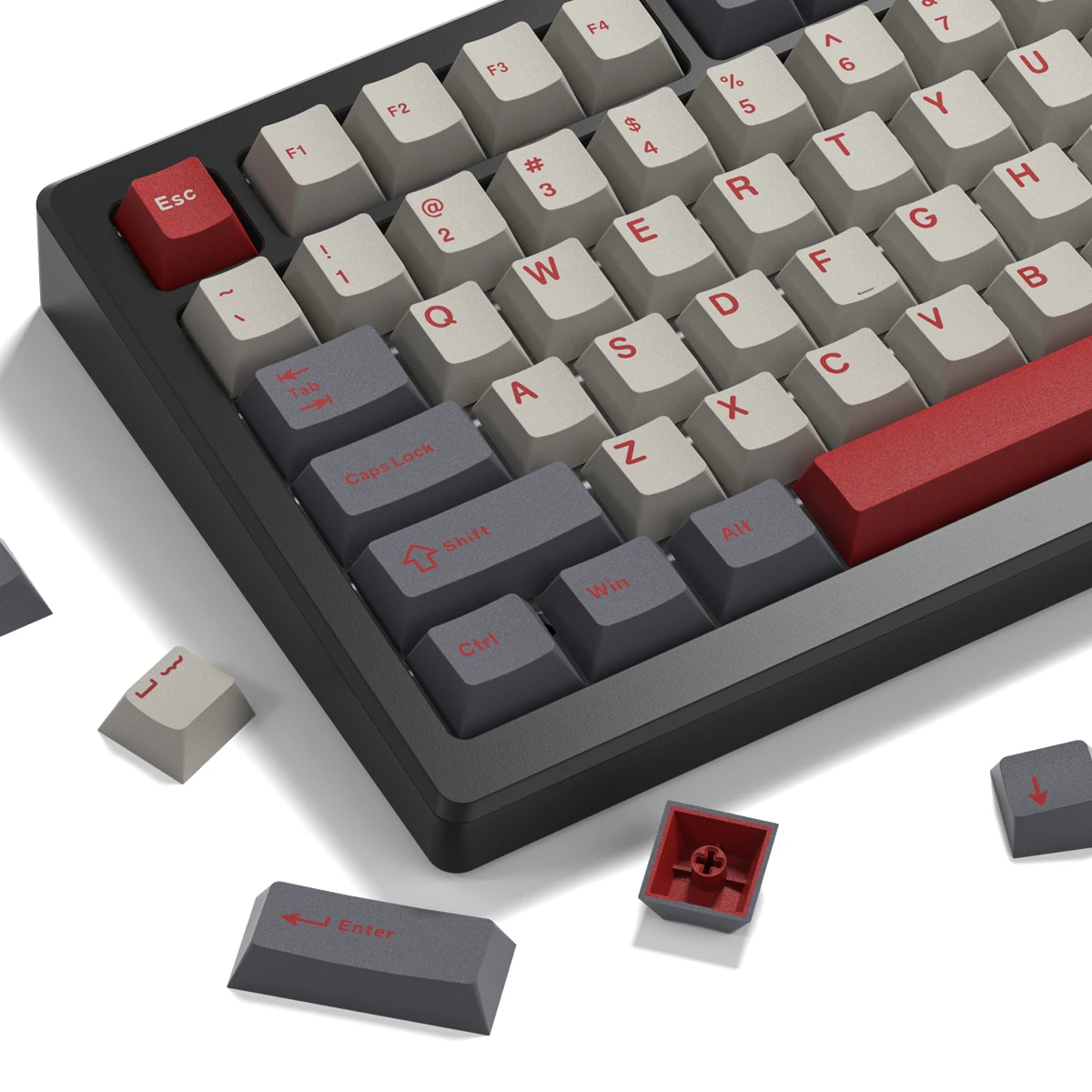 132-Keys-Retro-Dark-Grey-Red-PBT-Keycap-Double-Shot-Cherry-Profile-Key ...