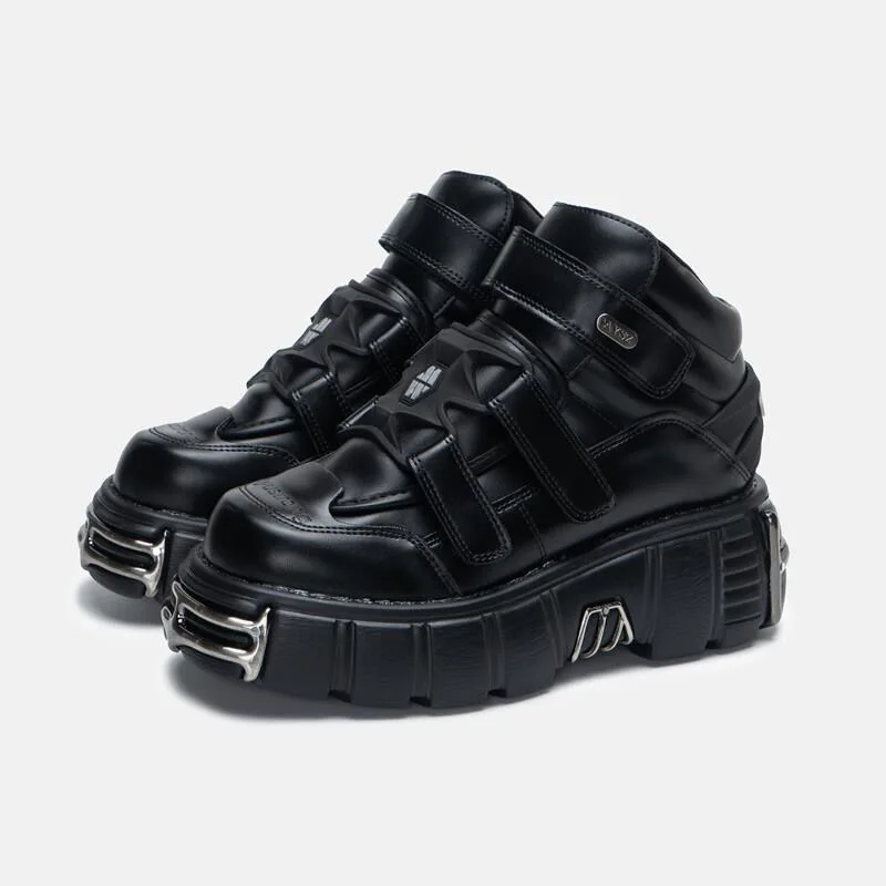 Zapatos Retro Rock para hombre y mujer, botas de cuero Punk oscuro ...