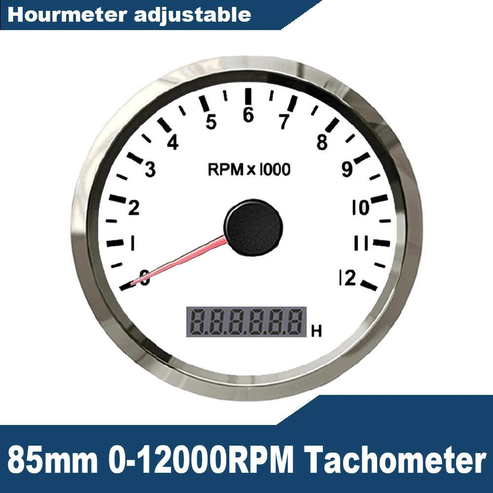 Universal 85mm 0-3000RPM 0-4000RPM 0-8000RPM 0-12000RPM Tachometer with ...