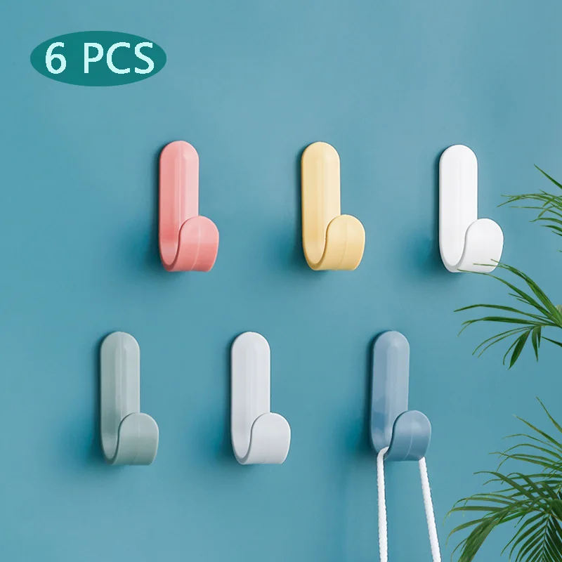 J-shaped-Self-Adhesive-Hooks-Plastic-Wall-Hook-Storage-Hanger-Candy ...