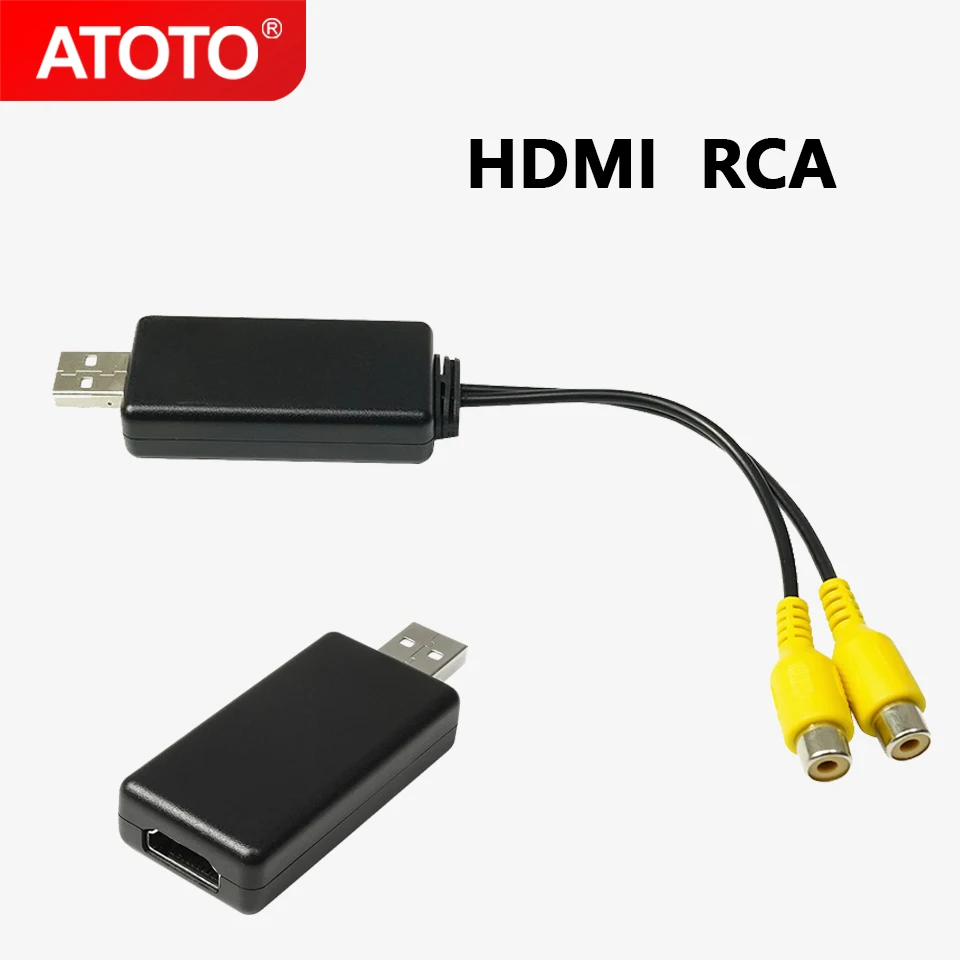 Atoto Video Out Adaptor Usb To Hdmi Cvbs Rca Media Output Adapter Cable