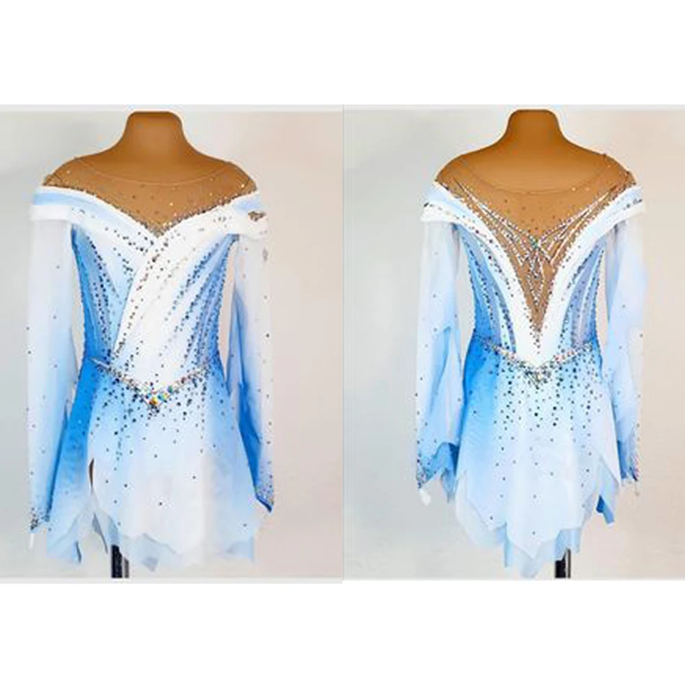 LIUHUO-Figure-Skating-Dress-Blue-Round-Neck-Hook-Sleeve-Girl-Diamond ...