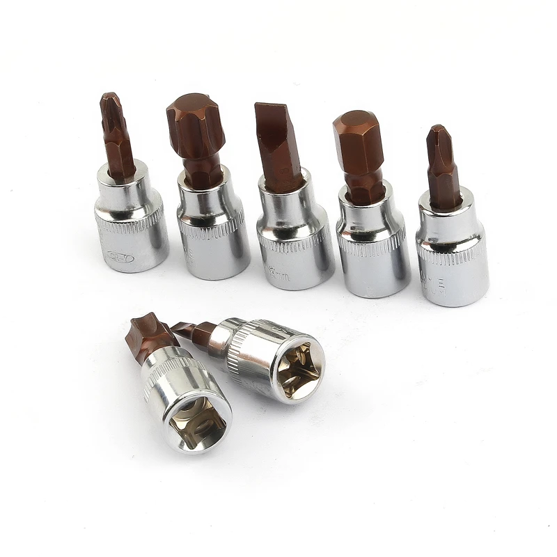 1pcs 3/8 Inch Drive S2-crv Star Hexagonal Torx Bit Socket Kit 10mm Hole Screwdriver Bits Hex ...