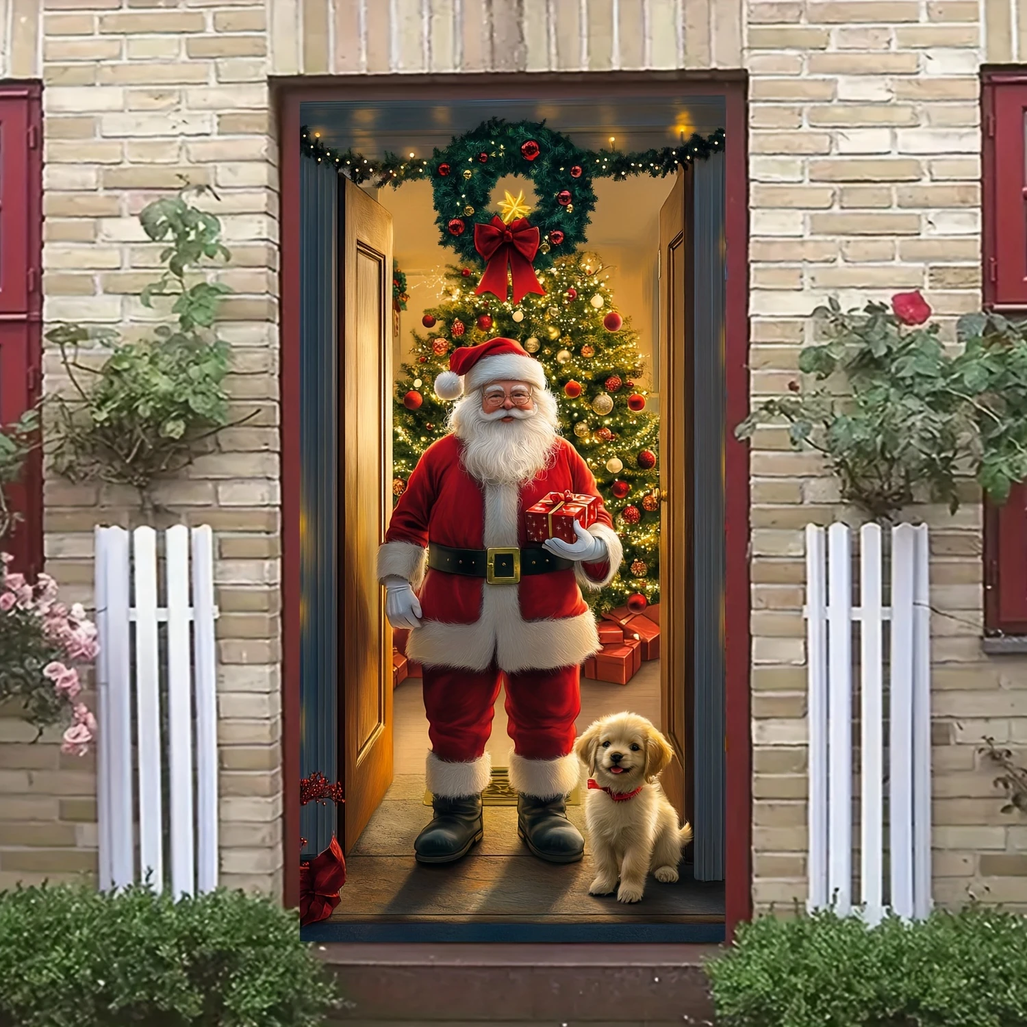Santa-Claus-Christmas-Tree-Door-Cover-35-4x70-8-Festive-Holiday ...