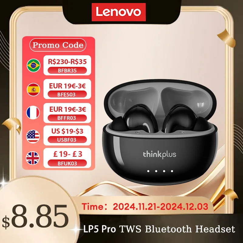 New-Lenovo-LP5-Pro-TWS-Wireless-Bluetooth-V5-4-Headset-HiFi-Stereo ...
