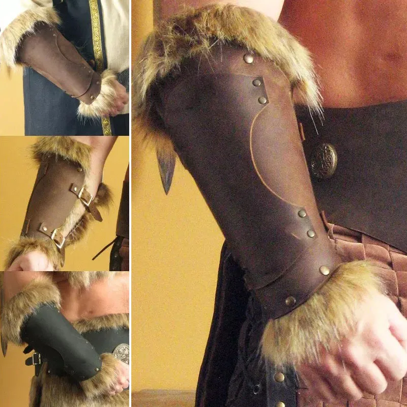 Medieval-Viking-Pirate-Leather-Arm-Guards-Steampunk-Wristband-Vambrace ...