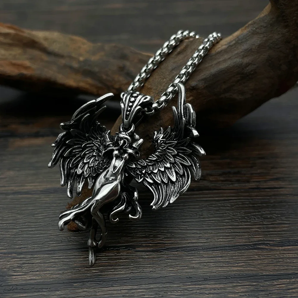 Fashion Stainless Steel Fallen Angel Necklace for Woman Punk Angel ...