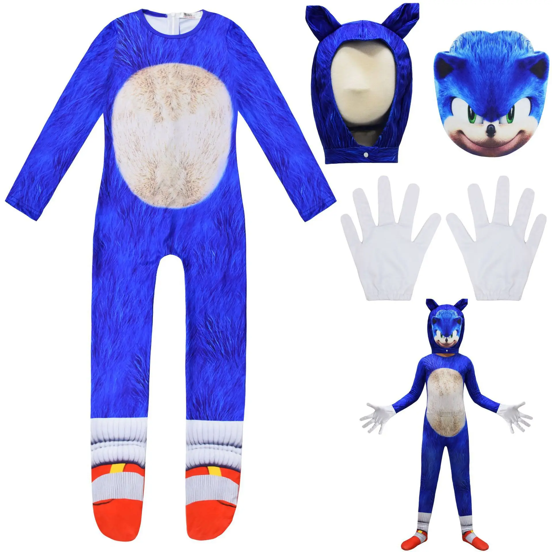 Kids-Sonic-Anime-Cartoon-Jumpsuit-Mask-Outfit-for-Boys-Girls-Christmas ...
