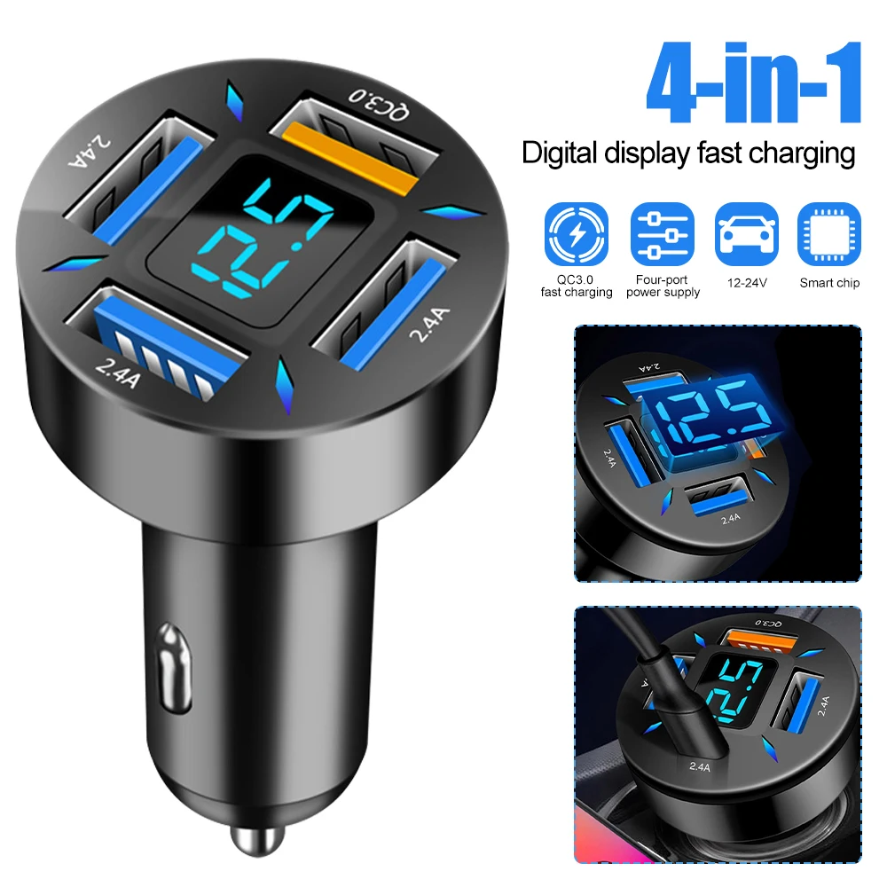 4-USB-Port-Super-Fast-Car-Charger-Adapter-for-iPhone-Samsung-Android ...
