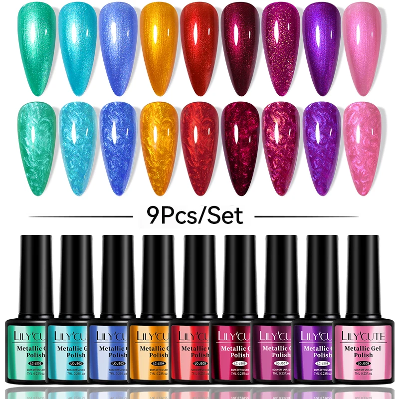 LILYCUTE-9-10-12Pcs-Set-7ml-Metallic-Gel-Nail-Polish-Kit-Autumn-Winter ...
