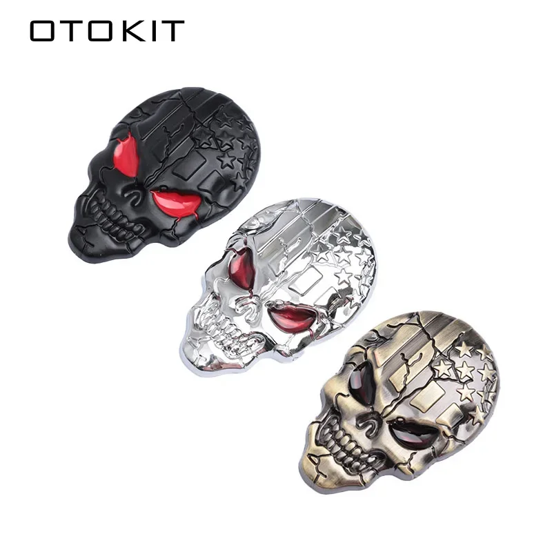 OTOKIT 3D Metal Car Stickers Ghost Skull Metal Emblem Badge Decal For ...