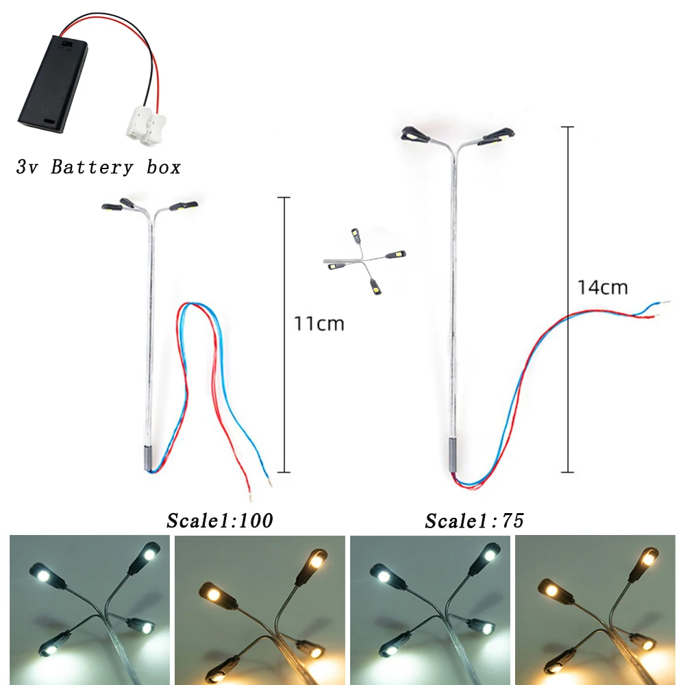3V 1:75 1:100 Railway Train Micro Led Lamp 4-Head Lighting Diorama ...