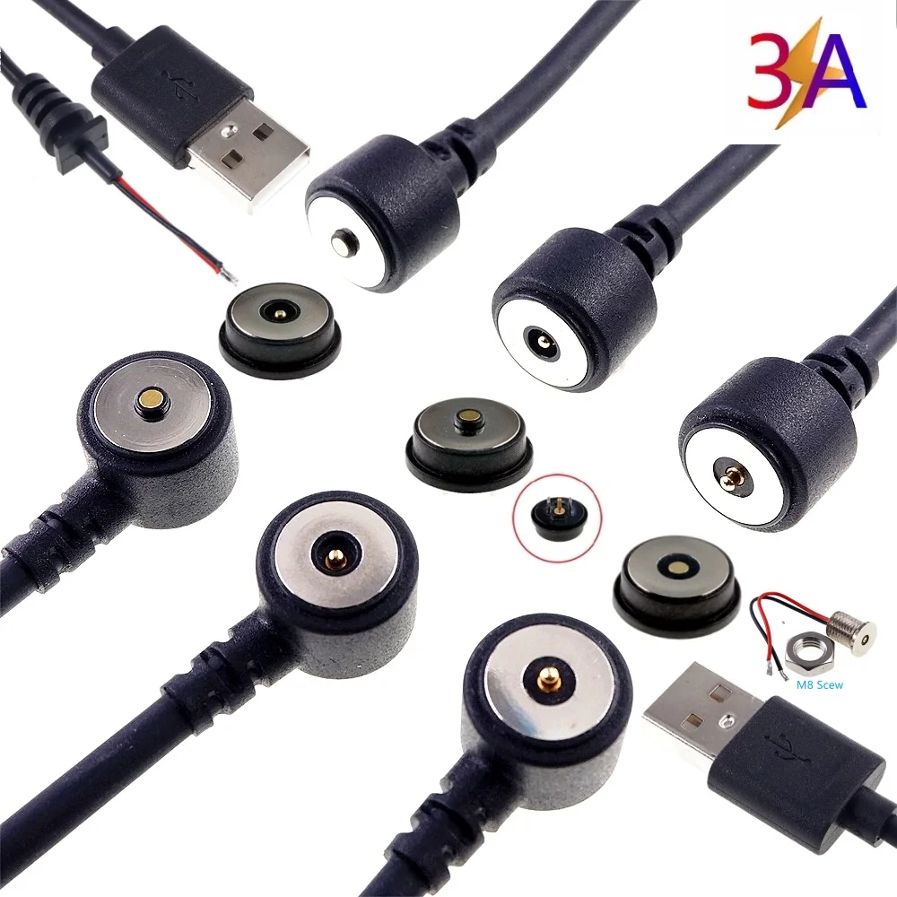 1-Sets-Rotating-Magnetic-Charging-Cable-Male-Female-Pogo-Pin-Connector ...