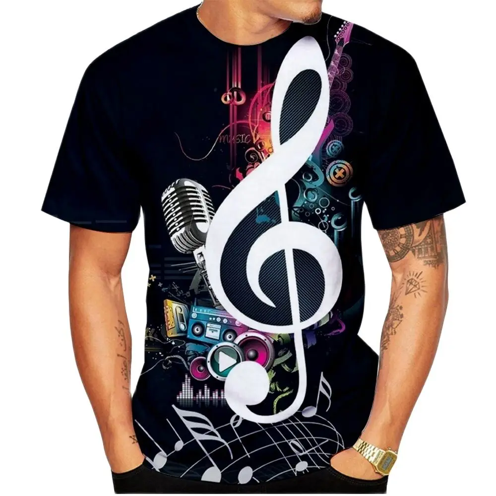 Summer-Men-S-3d-Printed-T-Shirt-Music-Note-Pattern-Fashion-Casual-O ...