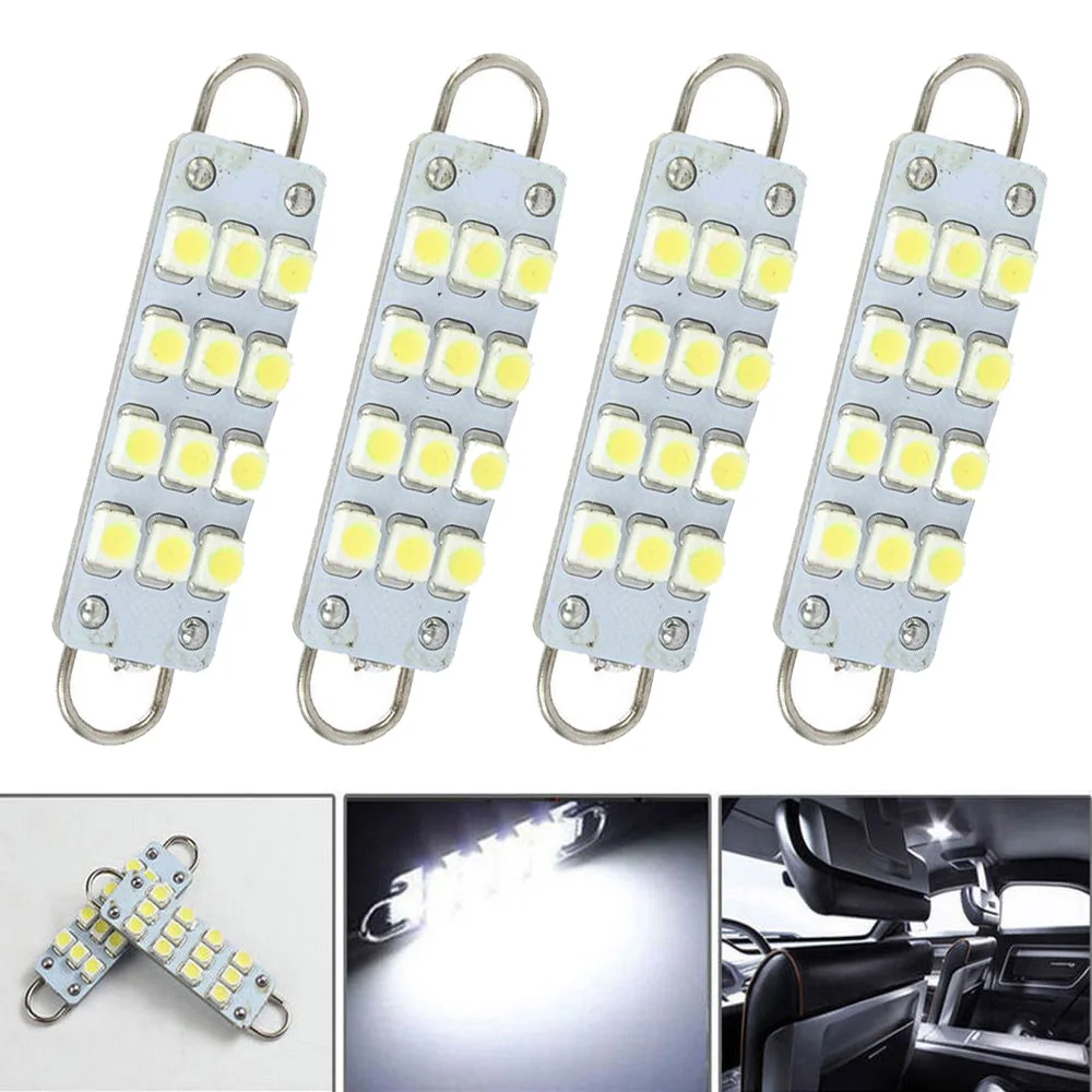 4x-Car-Interior-Light-Festoon-Bulb-Rigid-Loop-44mm-12-SMD-LED-561-562 ...