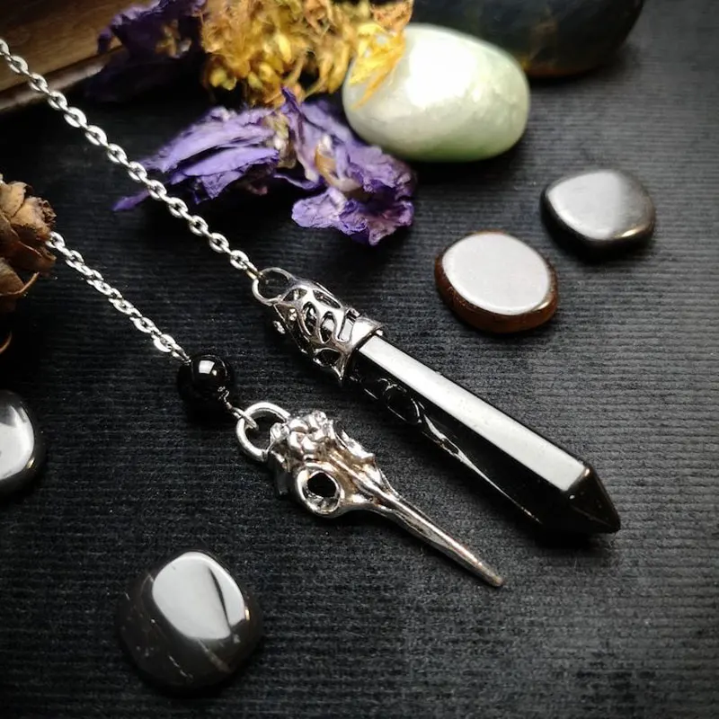 Healing Natural Stone Pendant Black Obsidian Crystals Pendulum for ...