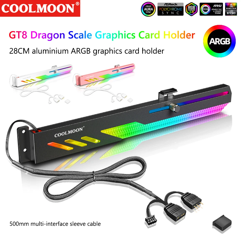 COOLMOON-GT8-Horizontal-GPU-Support-5V-ARGB-Bracket-Support-Computer ...