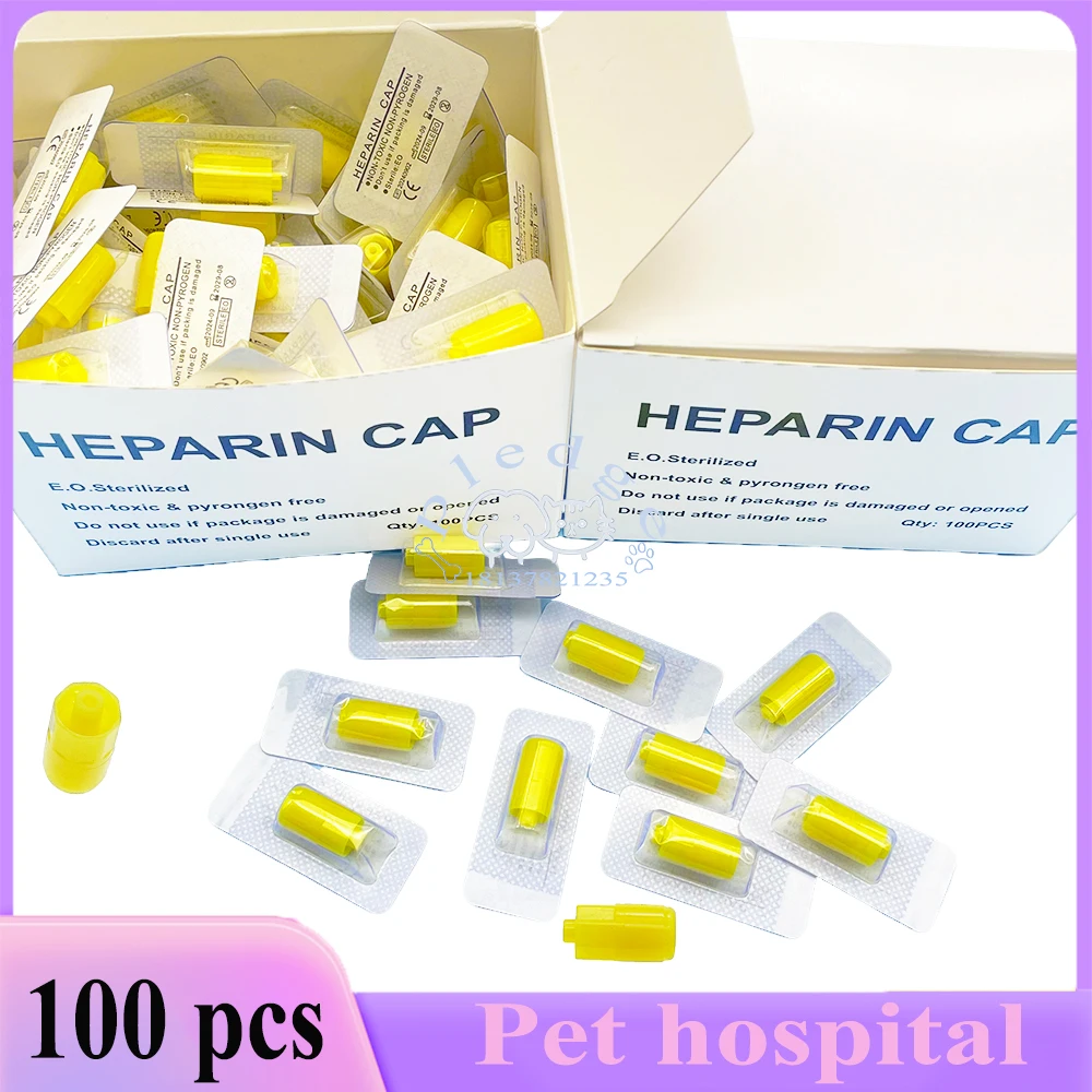 100PCS Pet Animal Cat Dog Rabbit Heparin Cap Disposable Sterile ...