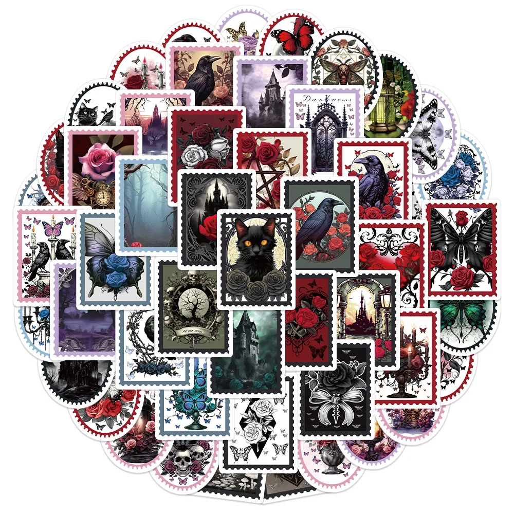 50PCS Creative Gothic Style Stamp Decoration Booklet DIY Notebook Water ...