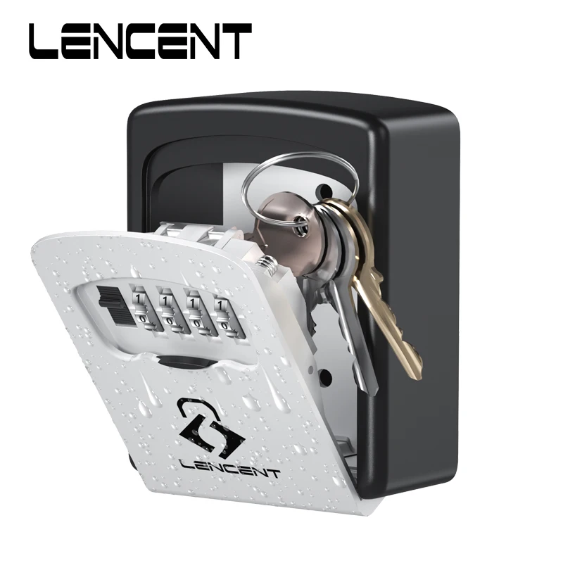 LENCENT Password Key Box Outdoor Key Safe Lock Box Wall Mount Key ...