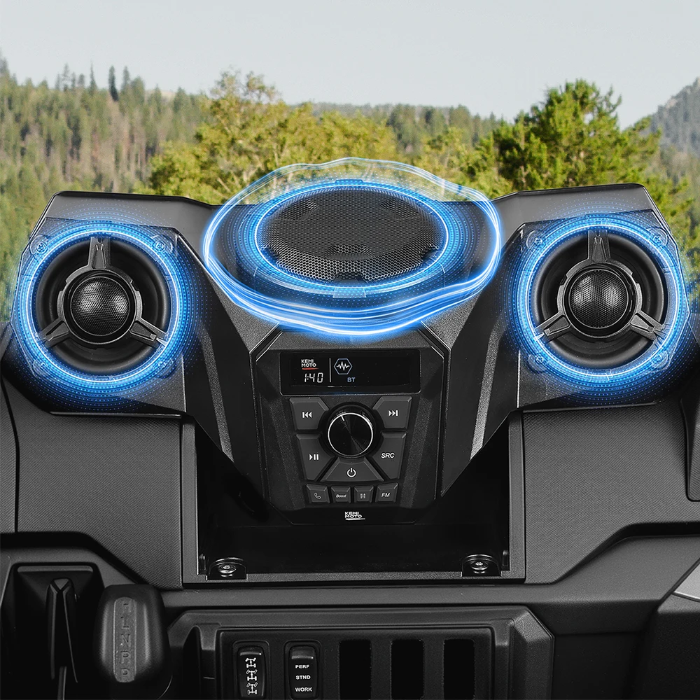 KEMIMOTO UTV 3-Speakers Sound System with 5.25 Inch FM Tuner Audio Kit ...