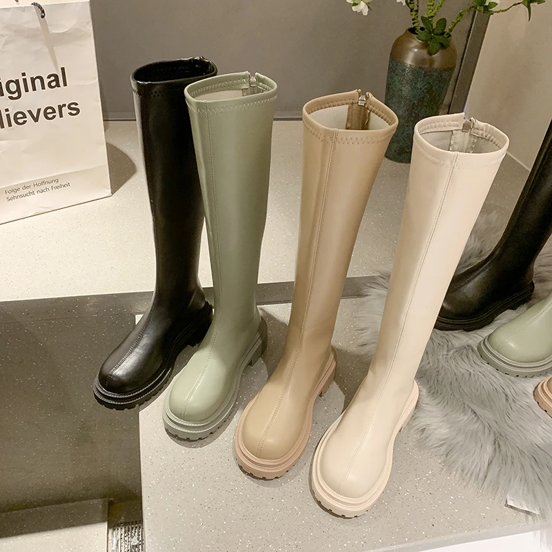 Botas de plataforma con punta redonda para mujer, zapatos góticos ...