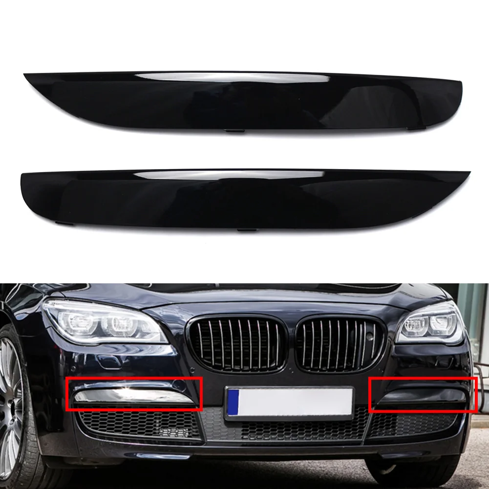 2Pcs Glossy Black Car Front Bumper Grille Molding Trim For BMW 7 Series ...