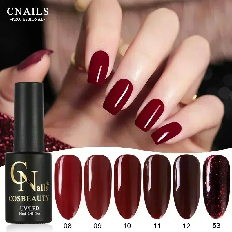 Nail-Gel-Polish-Wine-Red-Color-Base-Coat-Glitter-Soak-Off-Varnish ...