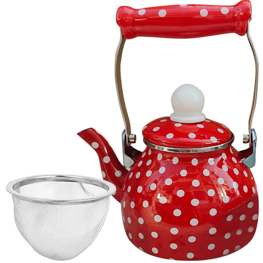 Enamel-Kettle-Strainer-Water-Stovetop-Coffee-Pot-Universal-Tea ...