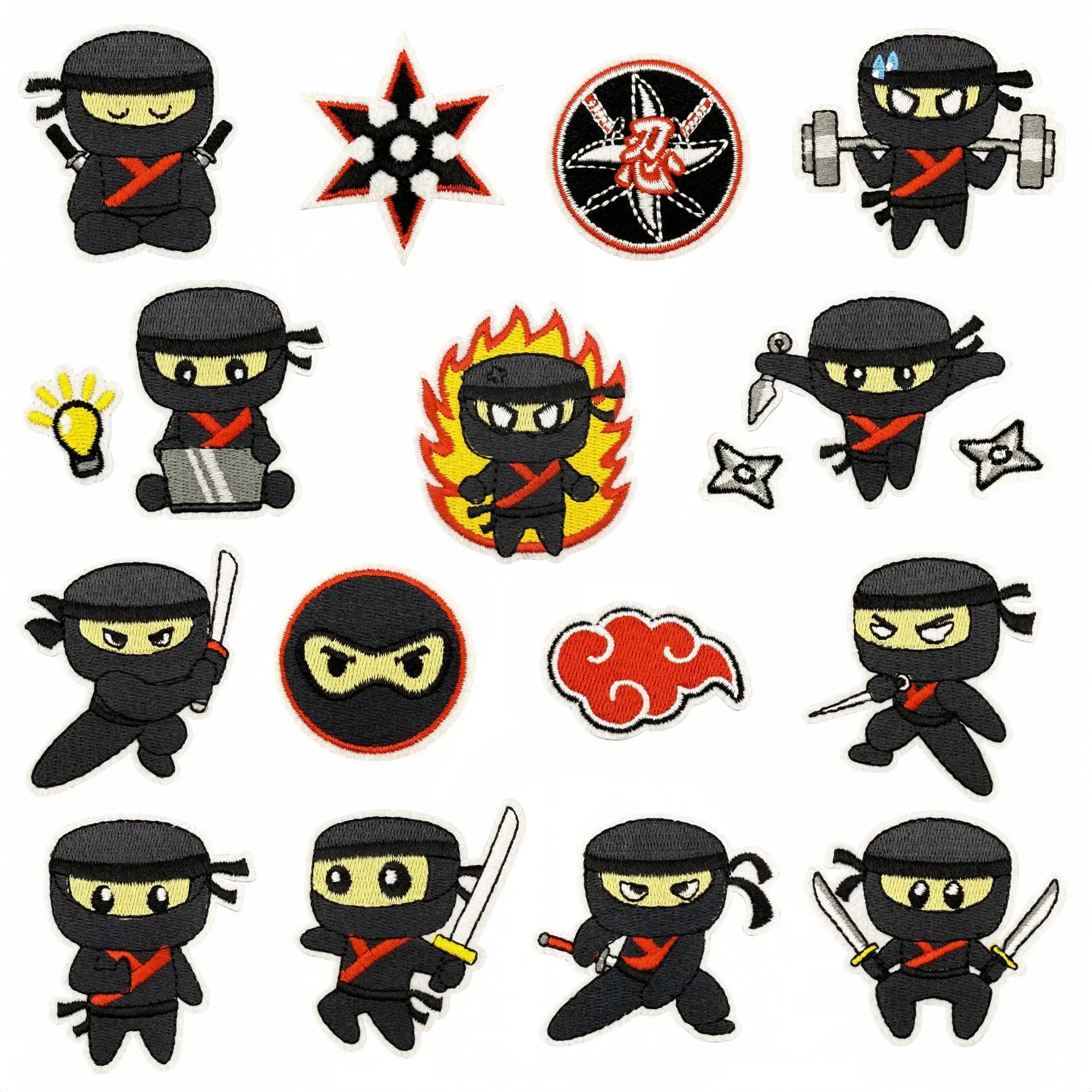 Anime Ninja Embroidery Iron on Patches for Clothing Black Japanese ...