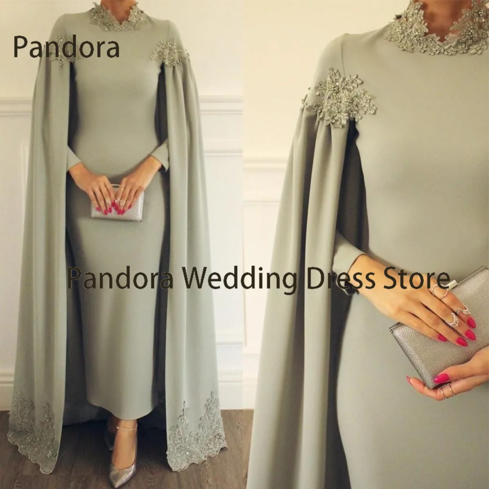 Pandora-high-neck-ankle-length-Sweep-Train-formal-dress-beaded-with-Cap ...