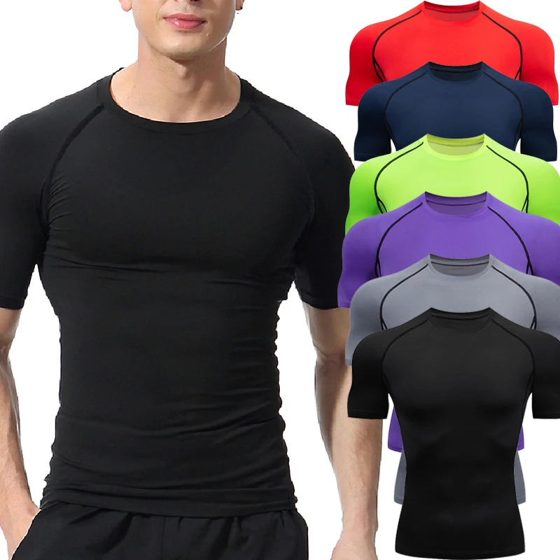 Men-Running-Compression-T-shirt-Short-Sleeve-Sport-Tees-Gym-Fitness ...