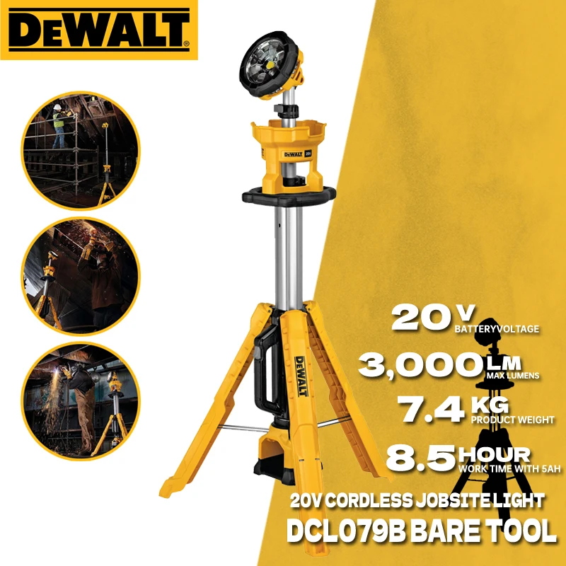 DEWALT DCL079 20V MAX LED Work Light 3000/1800/1000 Lumens of ...