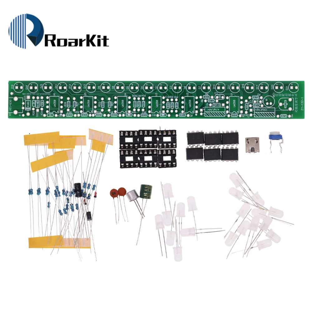 USB Voice Activated Audio Spectrum Light DIY Kit LED Car Volume Level ...