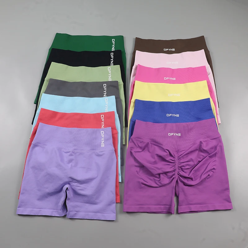 Dfyne-Dynamic-Shorts-Women-Seamless-Scrunch-Bum-Yoga-Shorts-Ribbed-High ...