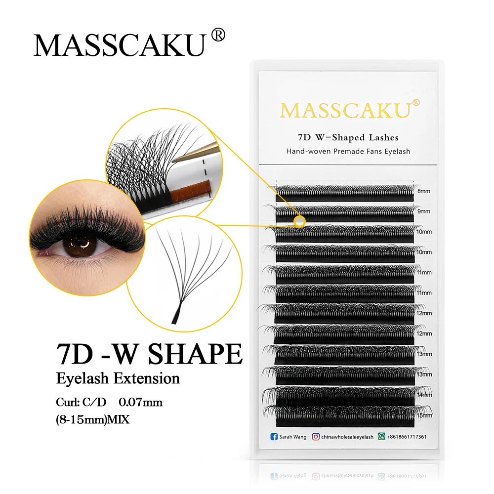 MASSCAKU-6D-7D-8D-W-Shaped-Eyelash-Lashes-Easy-Fan-Eyelash-Extensions ...