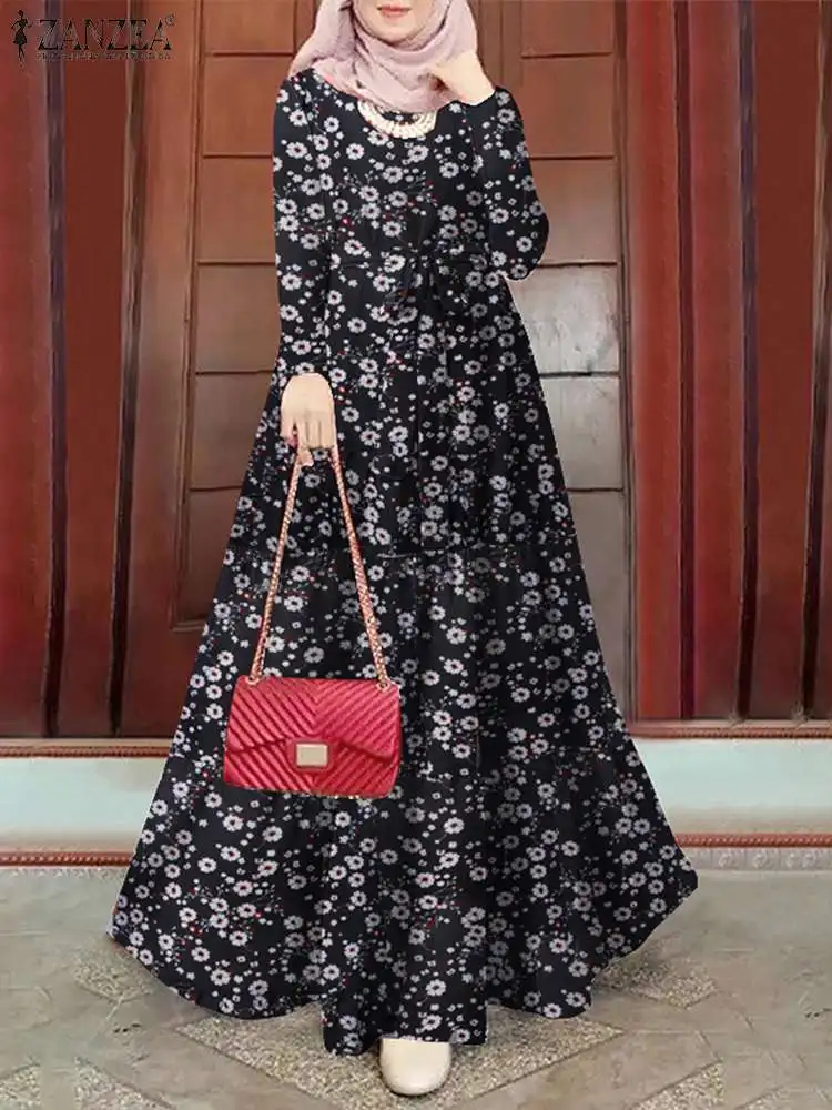 Vintage-Muslim-Dress-ZANZEA-Elegant-Abaya-Spring-Floral-Printed ...