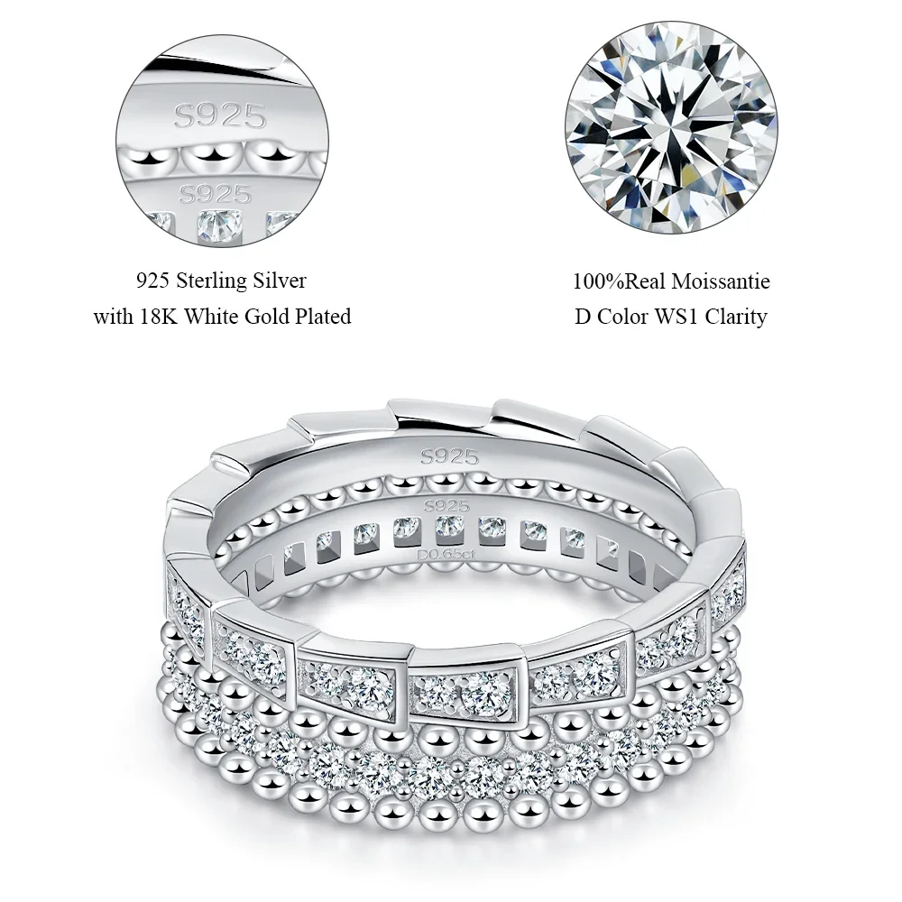 M-JAJA Eternity Moissanite Wedding Band S925 Sterling Silver for Women ...