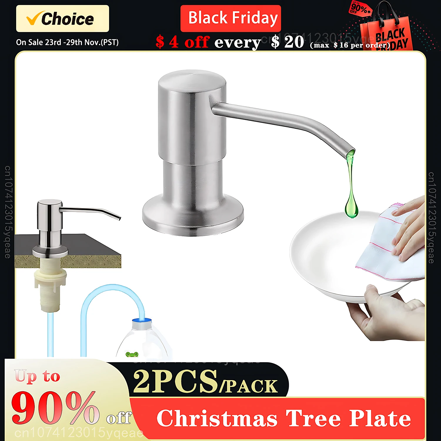 1-2PCS-Stainless-Steel-Liquid-Soap-Dispenser-Pump-Kitchen-Sink-Hand ...