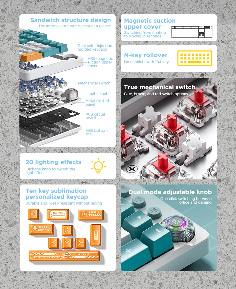 AULA F2088 PRO Dual Mode Knob Mechanical Keyboard | Unendingtech