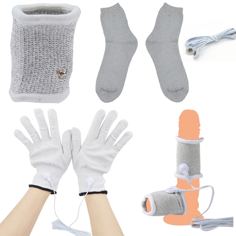 Electric-Shocker-Glove-Sock-Penis-Ring-Conductive-Silver-Fiber-For-Body ...