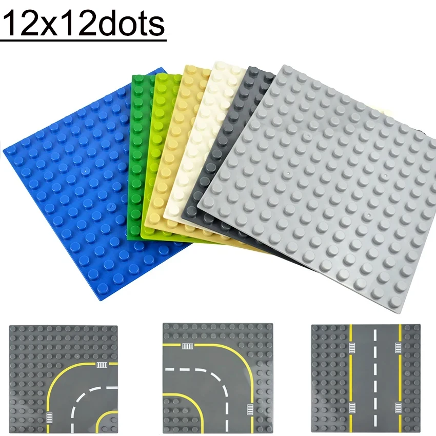 DlY-Big-Size-12x12-Dots-Baseplate-Building-Blocks-City-Assembled-Road ...